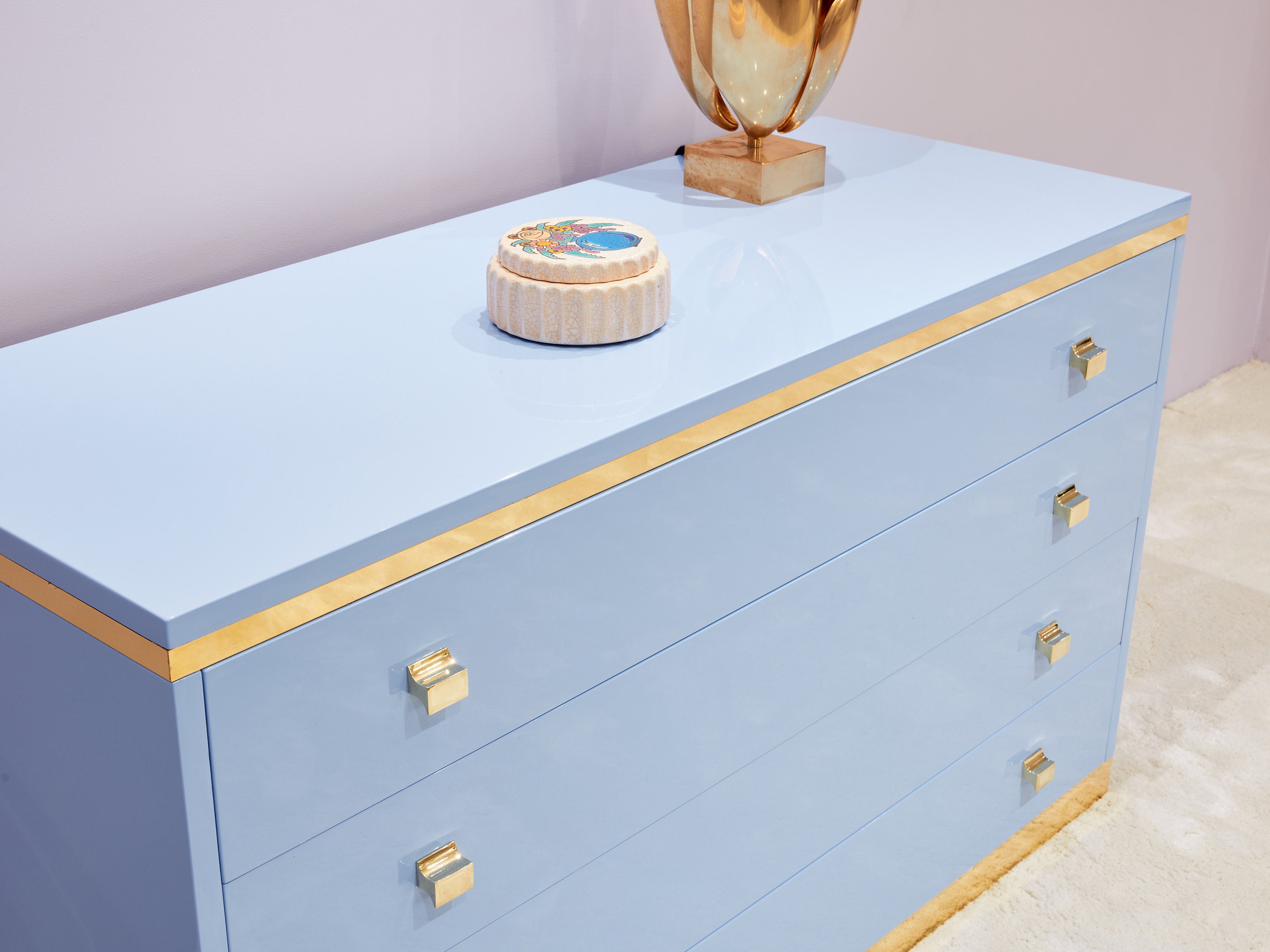 Willy Rizzo Light Blue Lacquered and Brass Chest of Drawers 1970s - Etsy