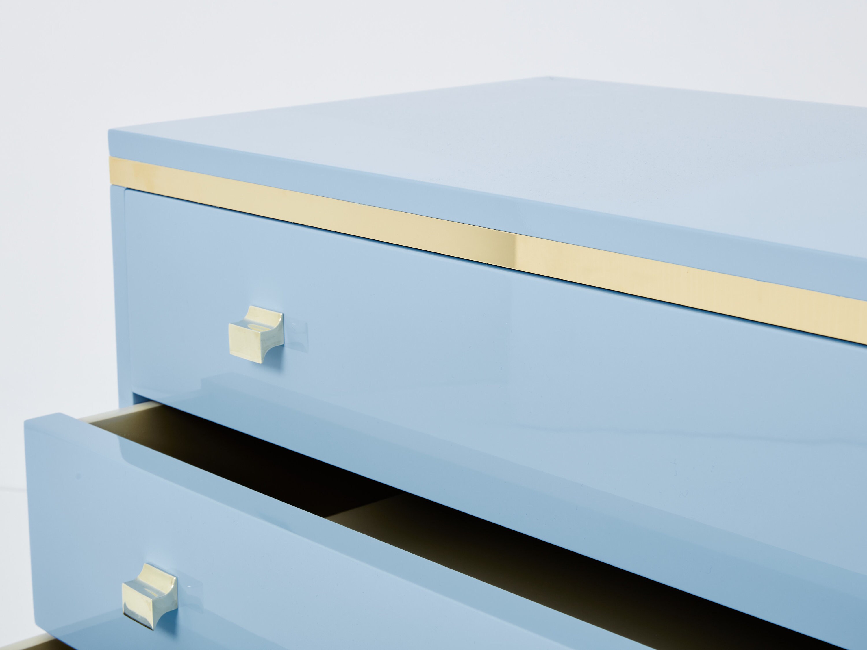 Willy Rizzo Light Blue Lacquered and Brass Chest of Drawers 1970s - Etsy
