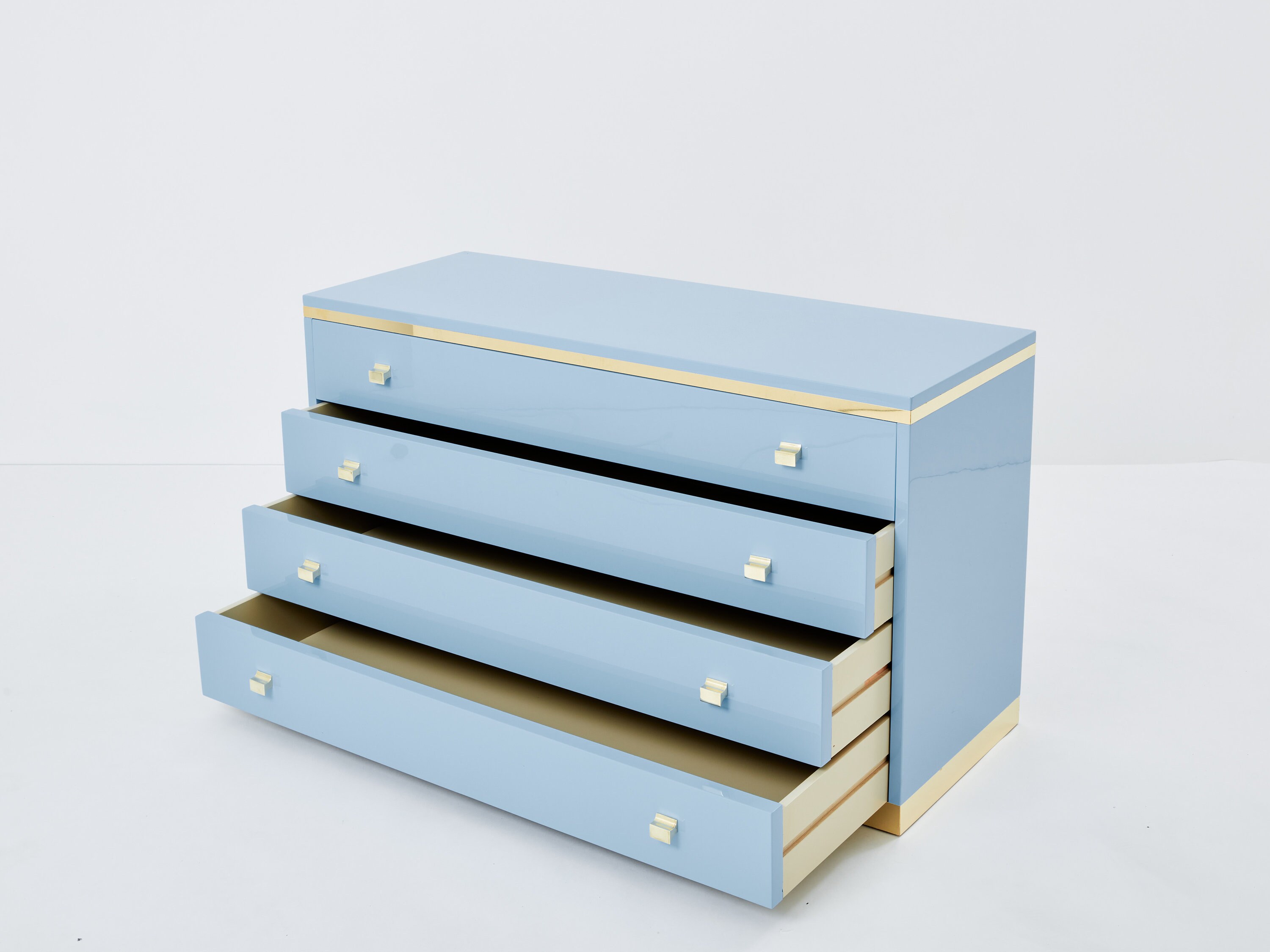 Willy Rizzo Light Blue Lacquered and Brass Chest of Drawers 1970s - Etsy