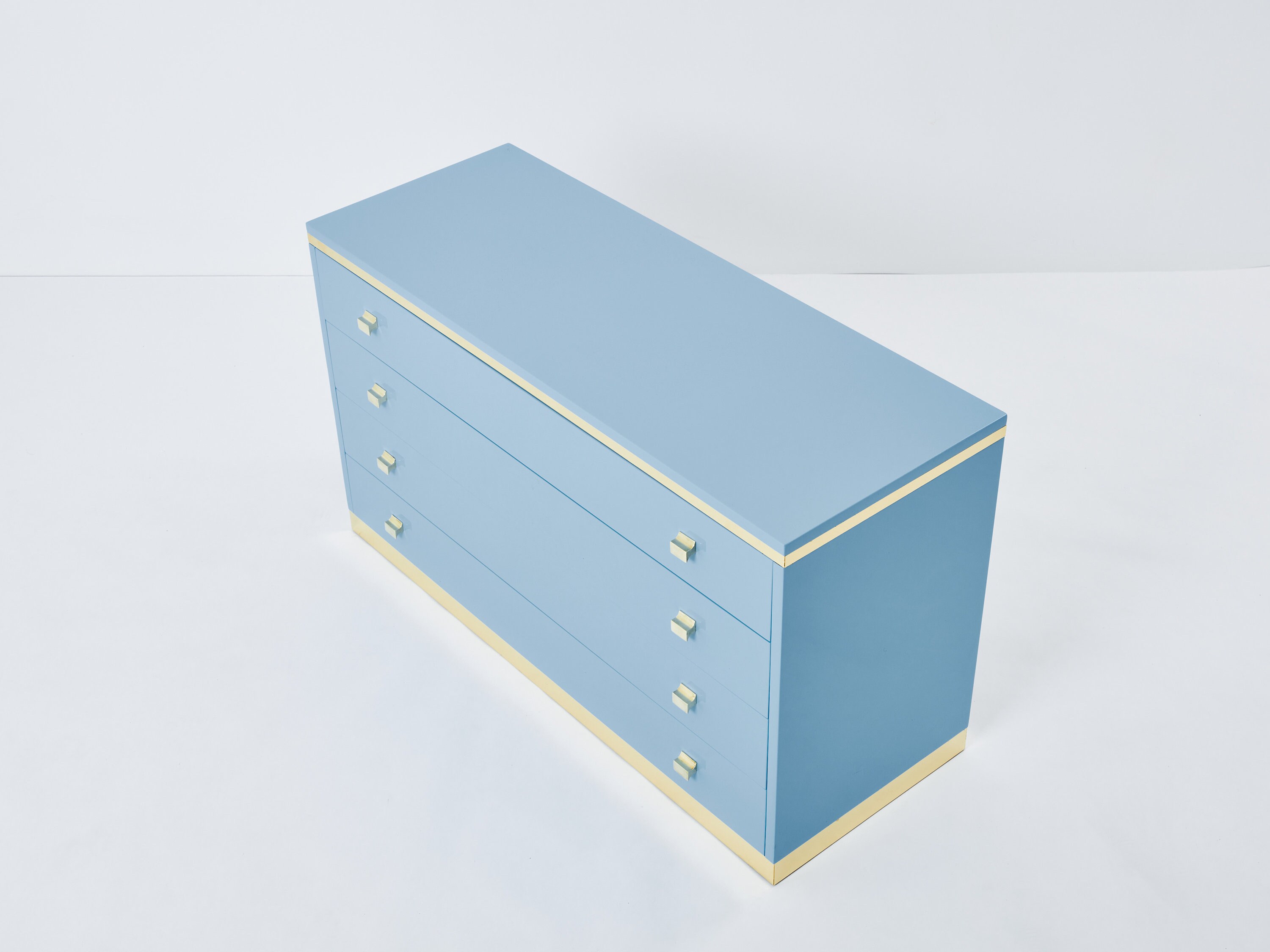 Willy Rizzo Light Blue Lacquered and Brass Chest of Drawers 1970s - Etsy