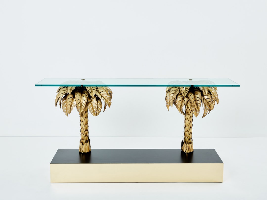 Maison Jansen Brass Palm Tree Console Table 1970s - Etsy