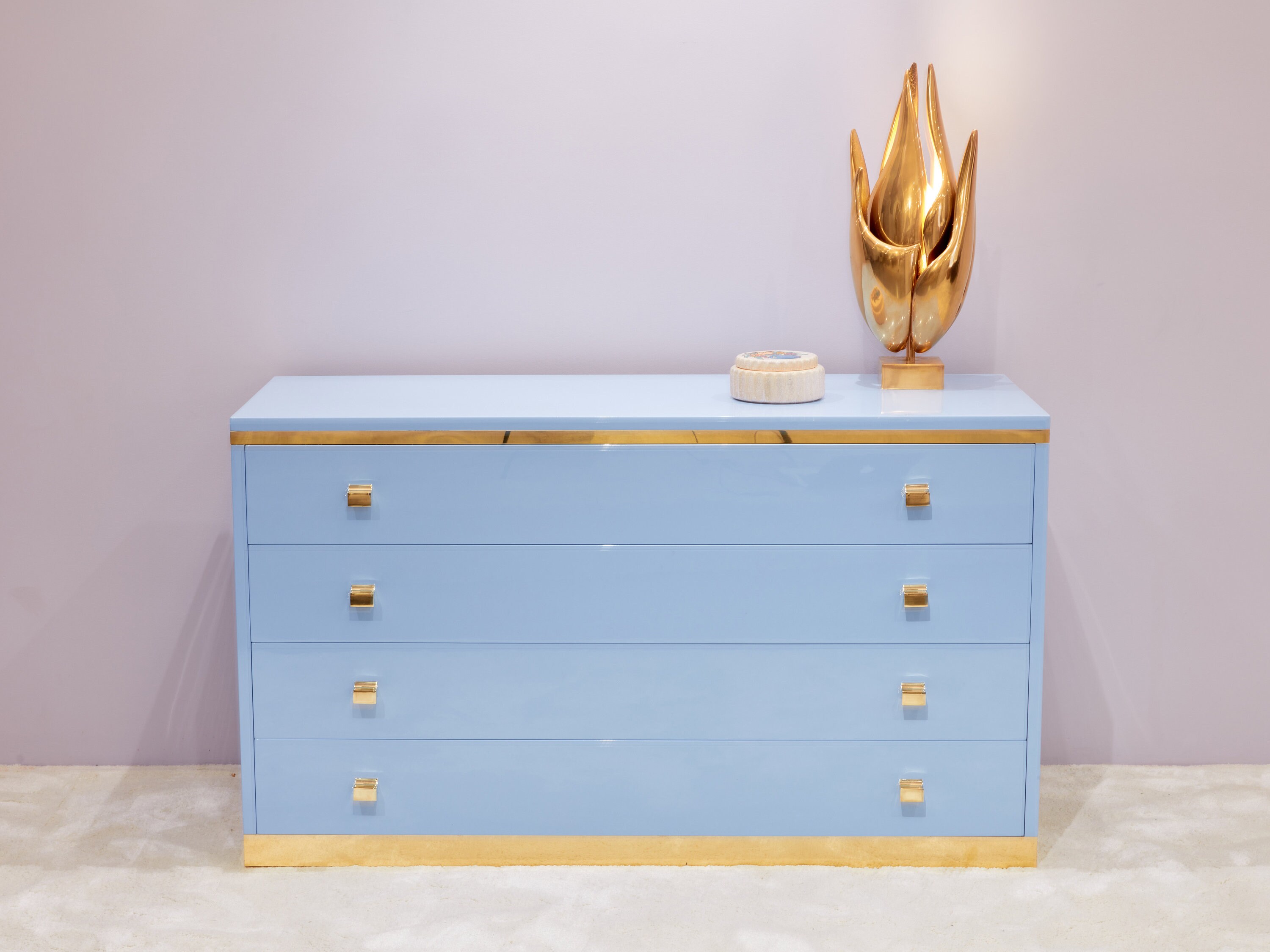 Willy Rizzo Light Blue Lacquered and Brass Chest of Drawers 1970s - Etsy