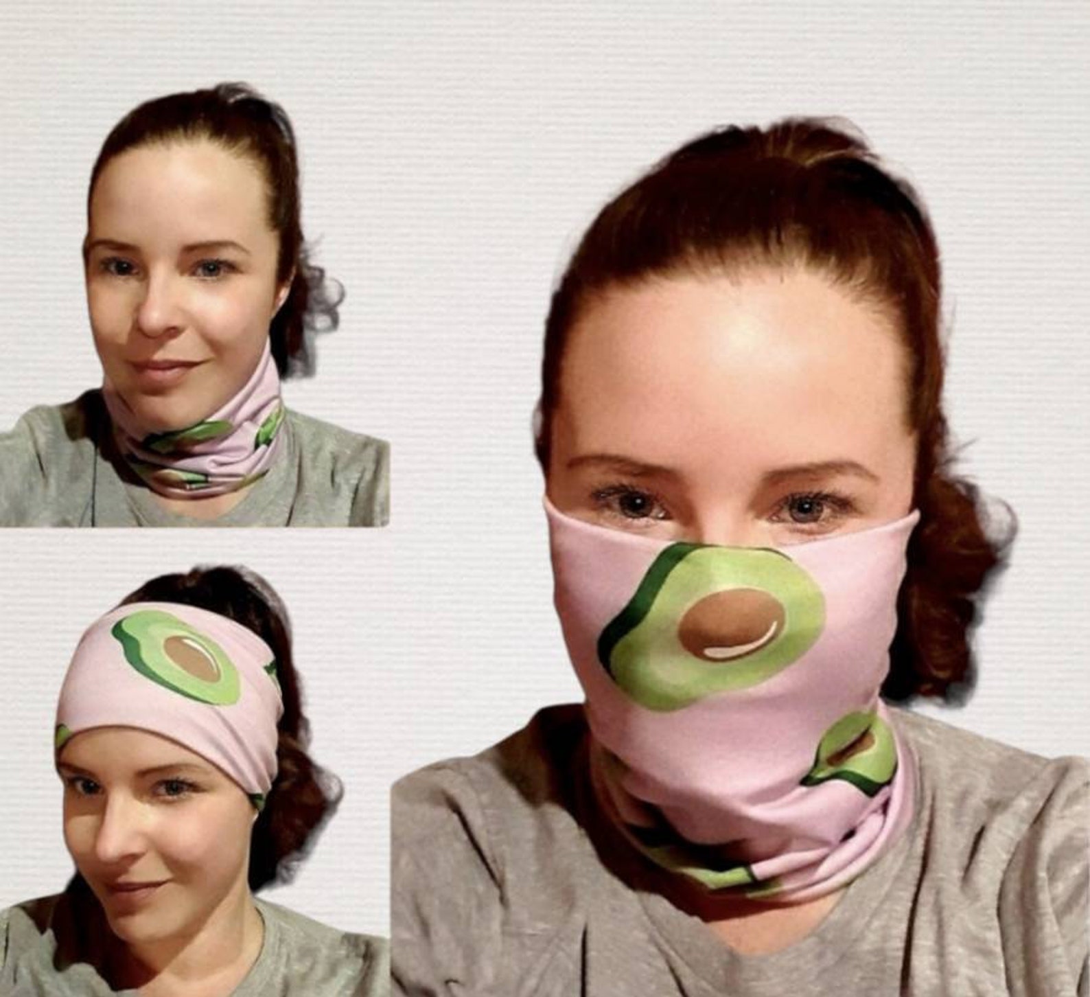 2 Layers Snood Mask Snood Neck Gaiter Headband Avocado - Etsy