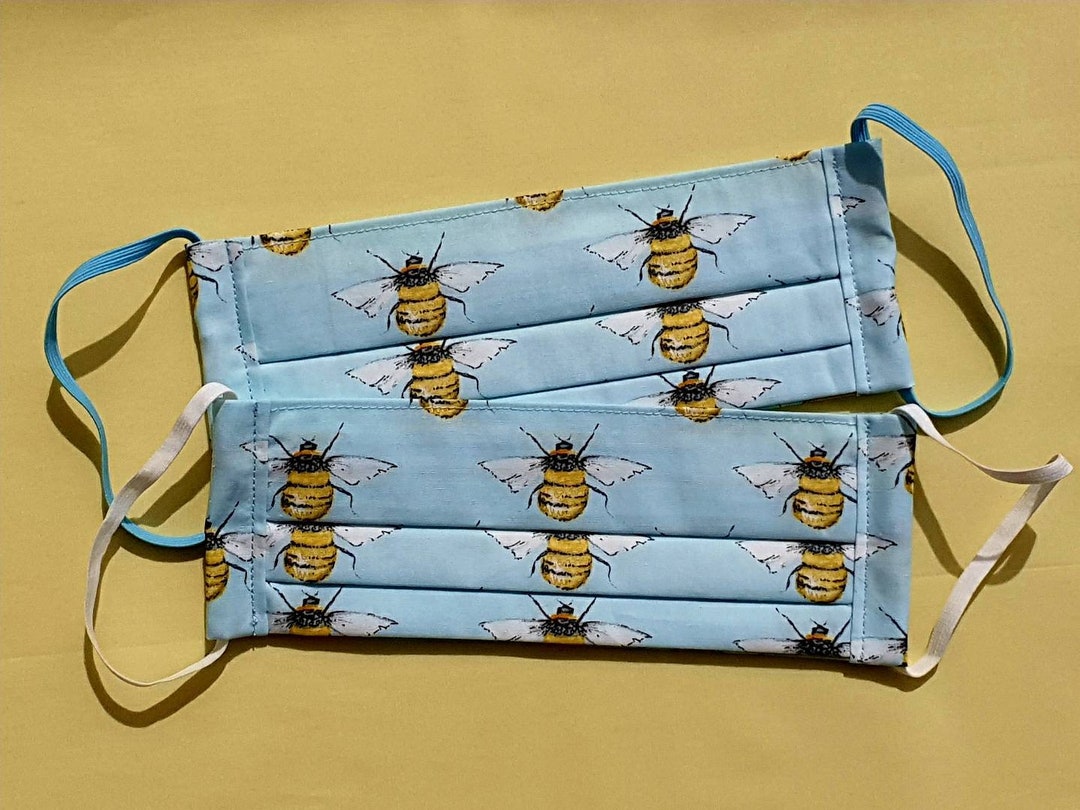 100% Cotton - Bees Face Masks/ Face Covering. Mens, Ladies, Teens ...