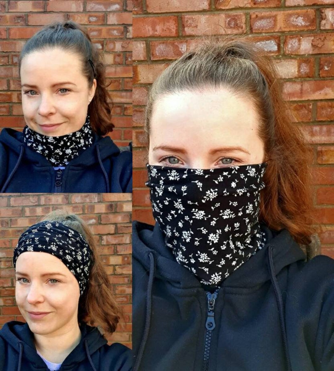2 Layers Gaiter Face Covering - Face Mask - Snood - Headband - Snood ...