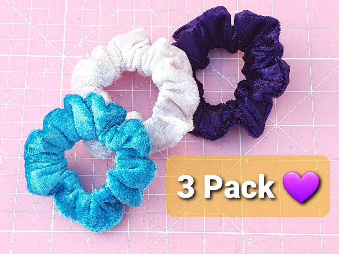 3 Pack Skinny Velvet Scrunchies, Purple Hair Scrunchie, Velvet ...