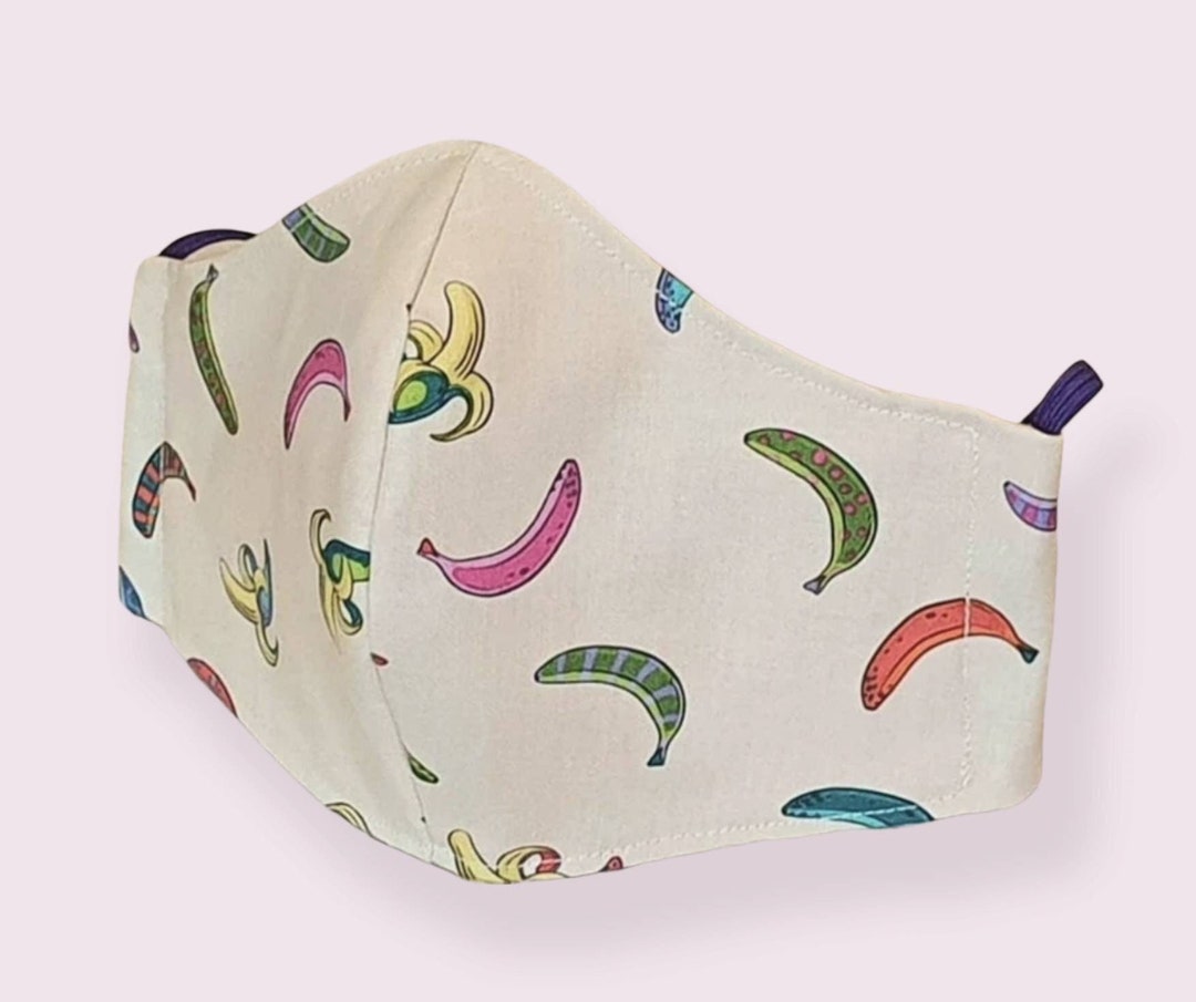3 Layers, Bananas Face Mask, Fitted Face Mask, Filter Pocket ...