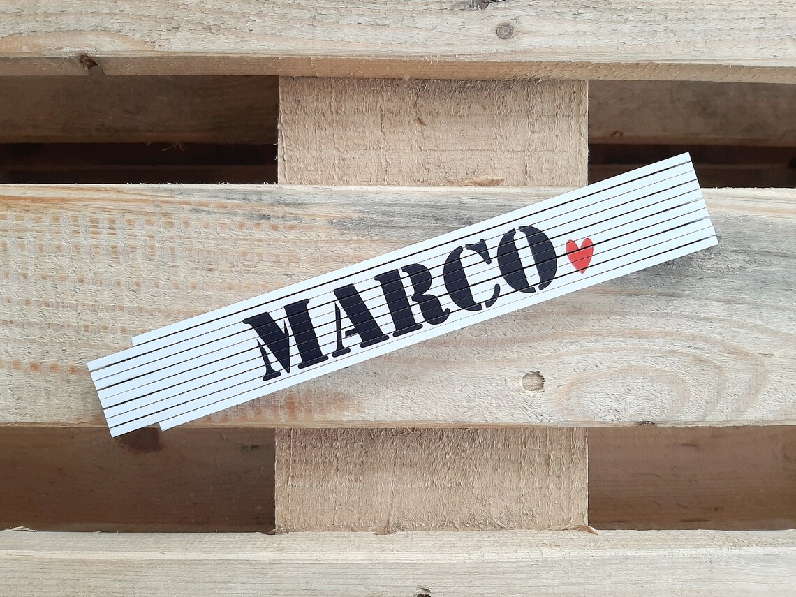 Meterstab mit Name und Herz Symbole Zollstock personalisiert | Etsy