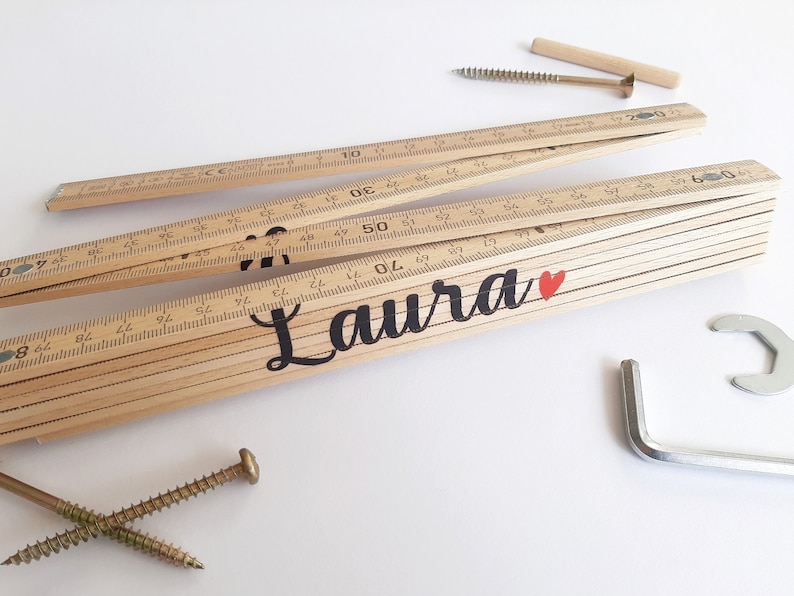Meterstab mit Name und Herz Symbole Zollstock personalisiert | Etsy