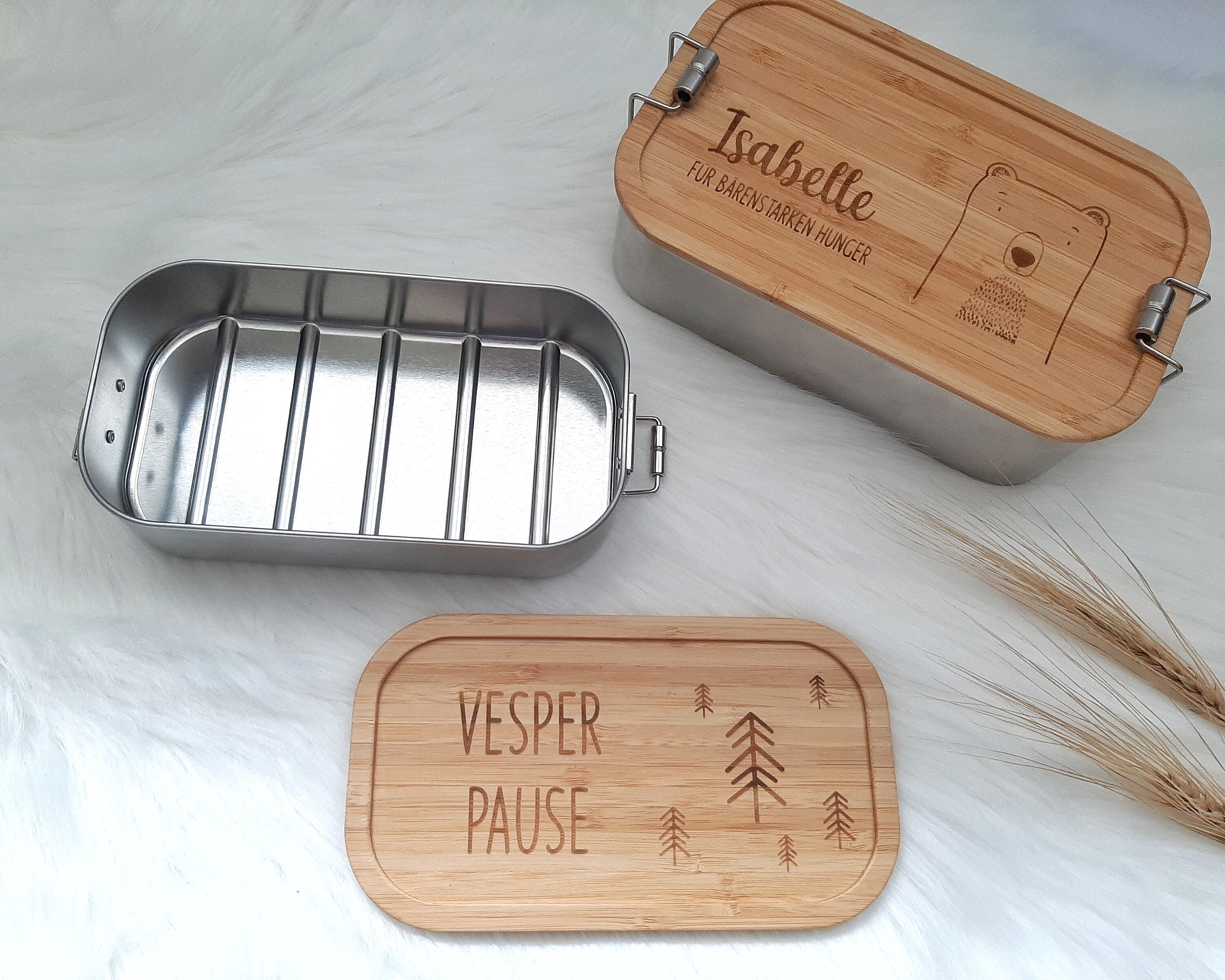 Bambus Lunchbox personalisiert Vesperbox mit Namen und Tier | Etsy