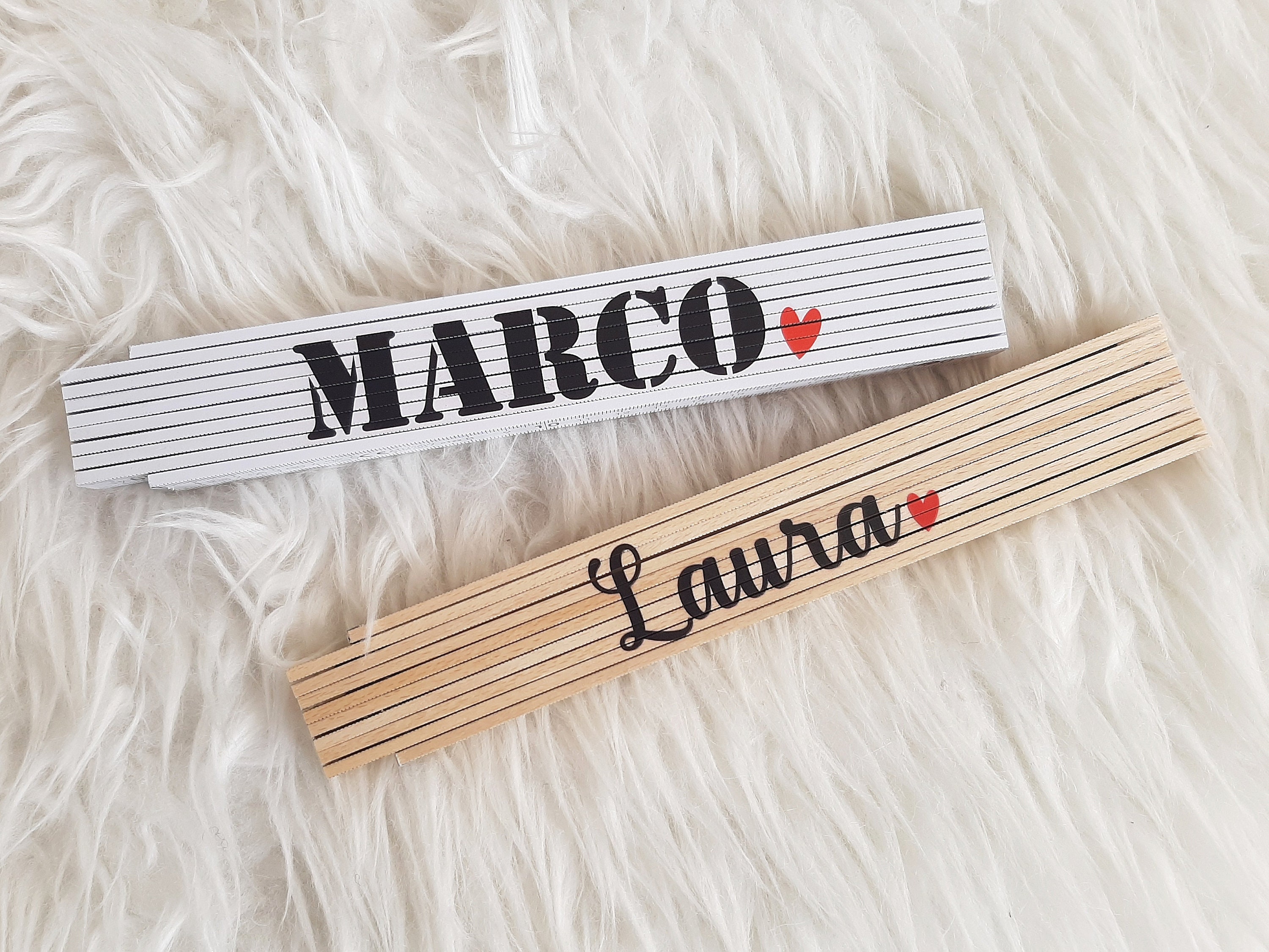 Meterstab mit Name und Herz Symbole Zollstock personalisiert | Etsy