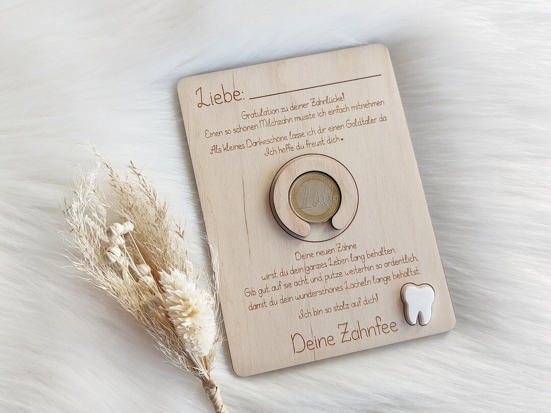 Zahnfee Postkarte 3D Holzkarte Mit Zahn Zahnfee Geschenk - Etsy