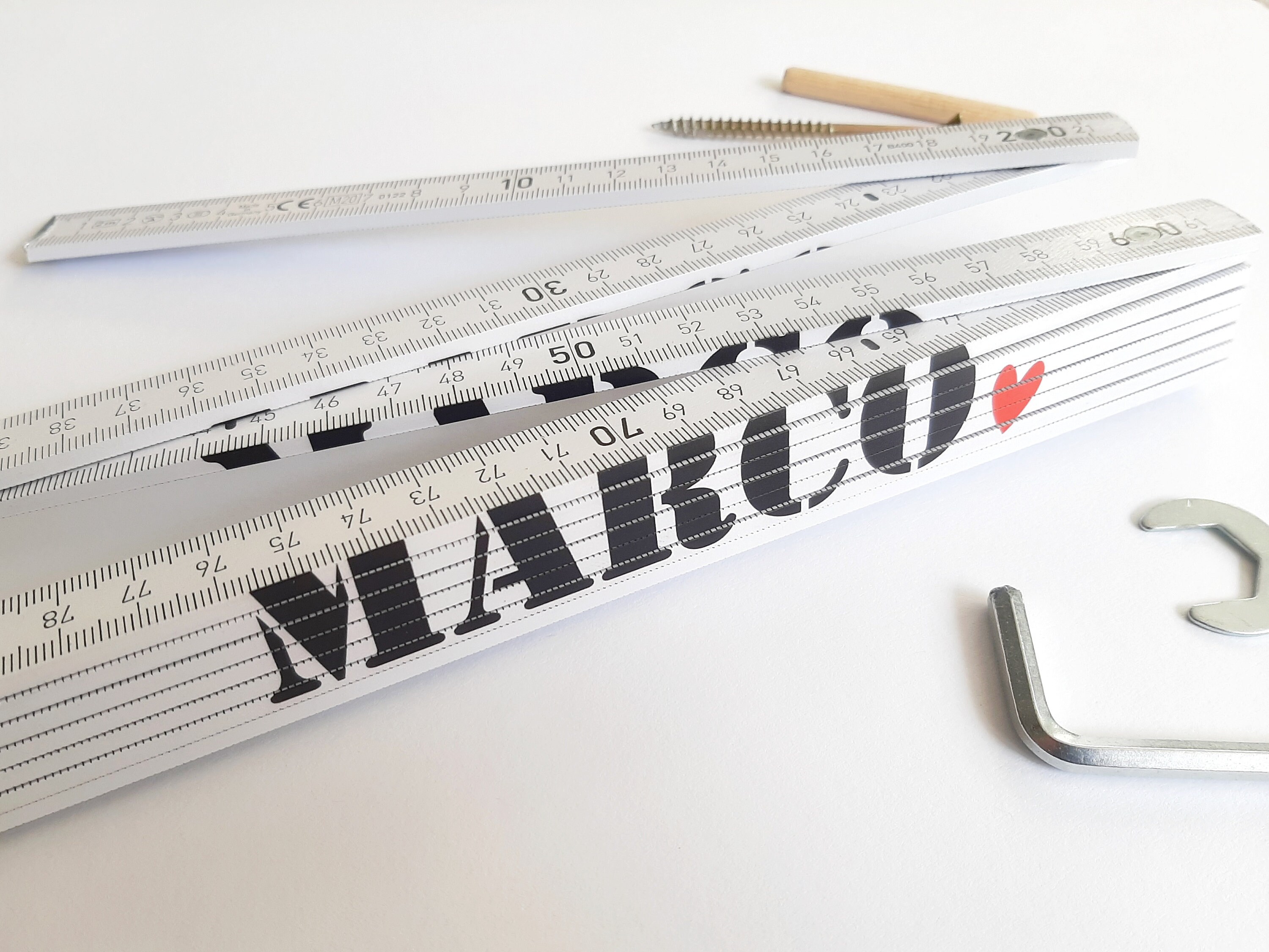 Meterstab mit Name und Herz Symbole Zollstock personalisiert | Etsy