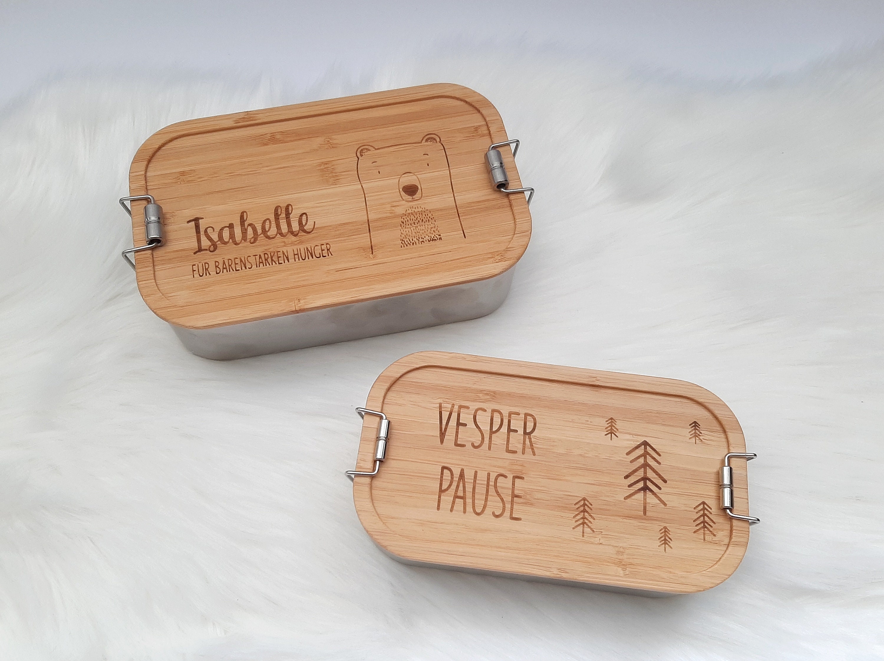 Bambus Lunchbox personalisiert Vesperbox mit Namen und Tier | Etsy
