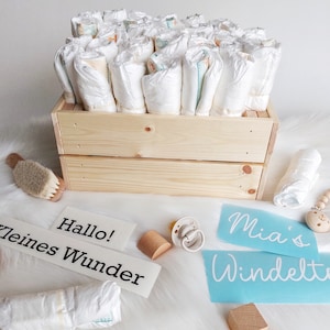 Windelkiste mit Name - personalisierte DIY Windeltorte zum selbst ...