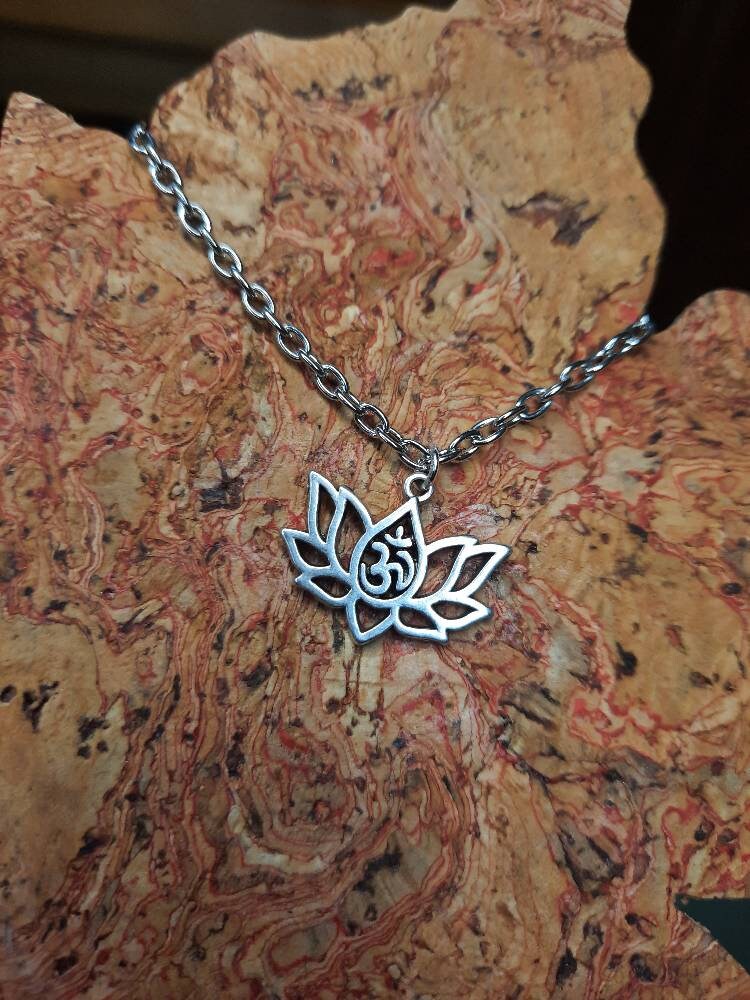 Lotus Necklace Sterling Silver Lotus Charm Silver Plated - Etsy UK