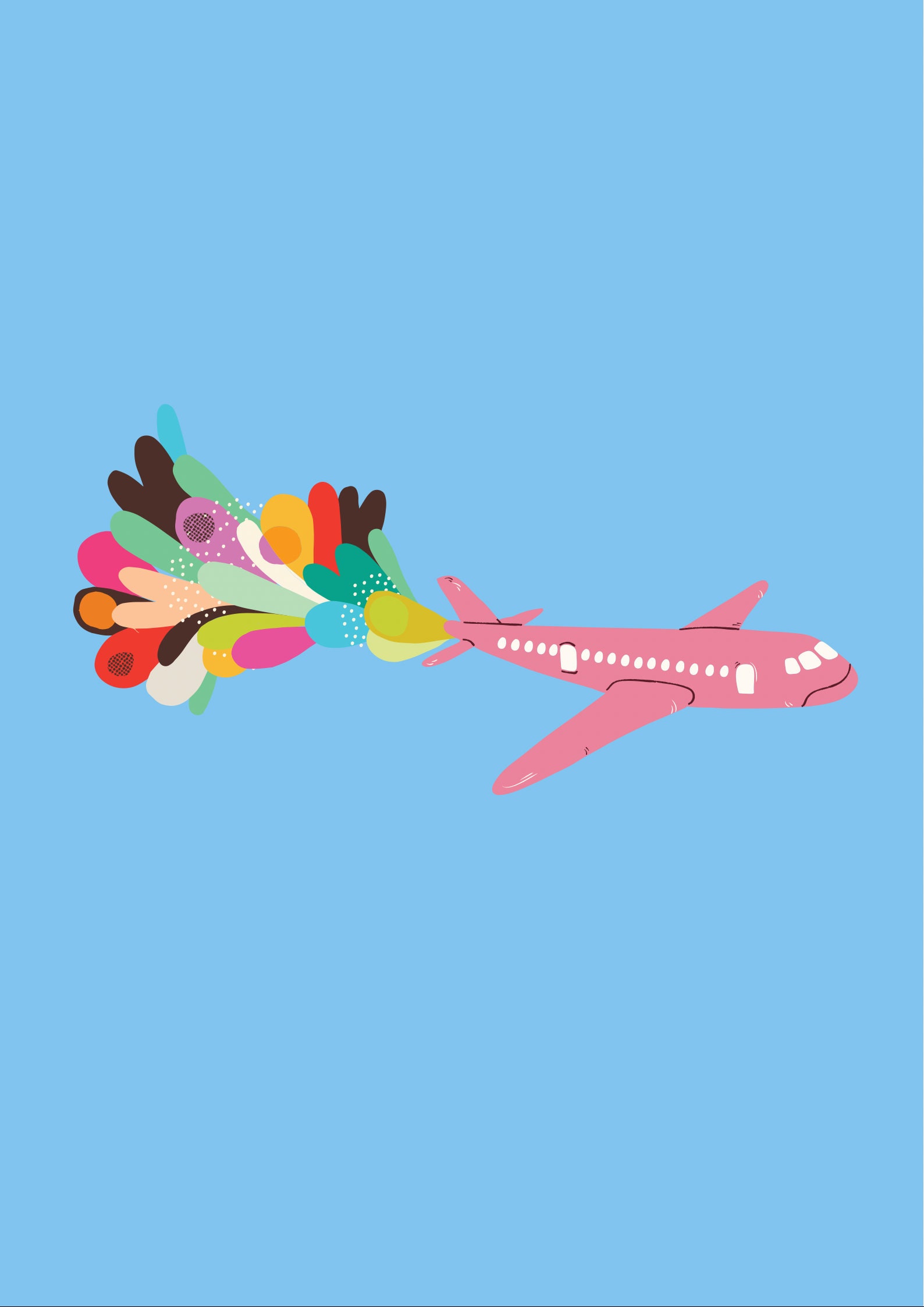 Rainbow Airplane Graphic Fun Art Print on Paper / Quirky Home | Etsy