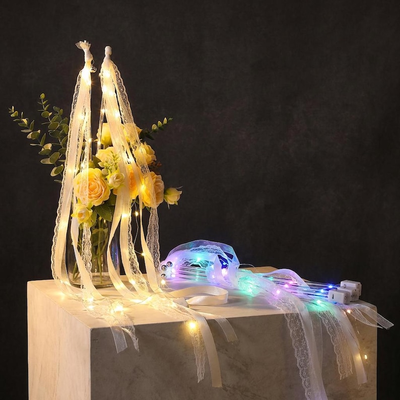 Light-up Wedding Wands, Wedding Ribbon Wands With Lights, LED Send off ...
