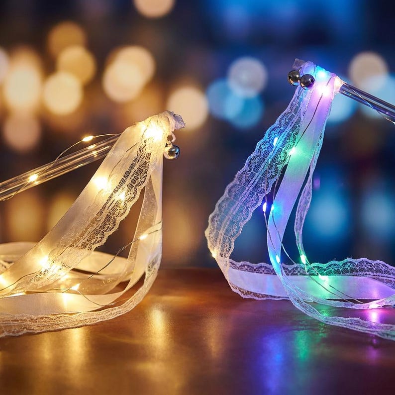 Light-up Wedding Wands, Wedding Ribbon Wands With Lights, LED Send off ...