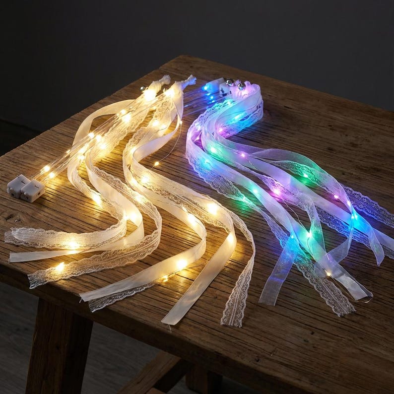 Light-up Wedding Wands, Wedding Ribbon Wands With Lights, LED Send off ...