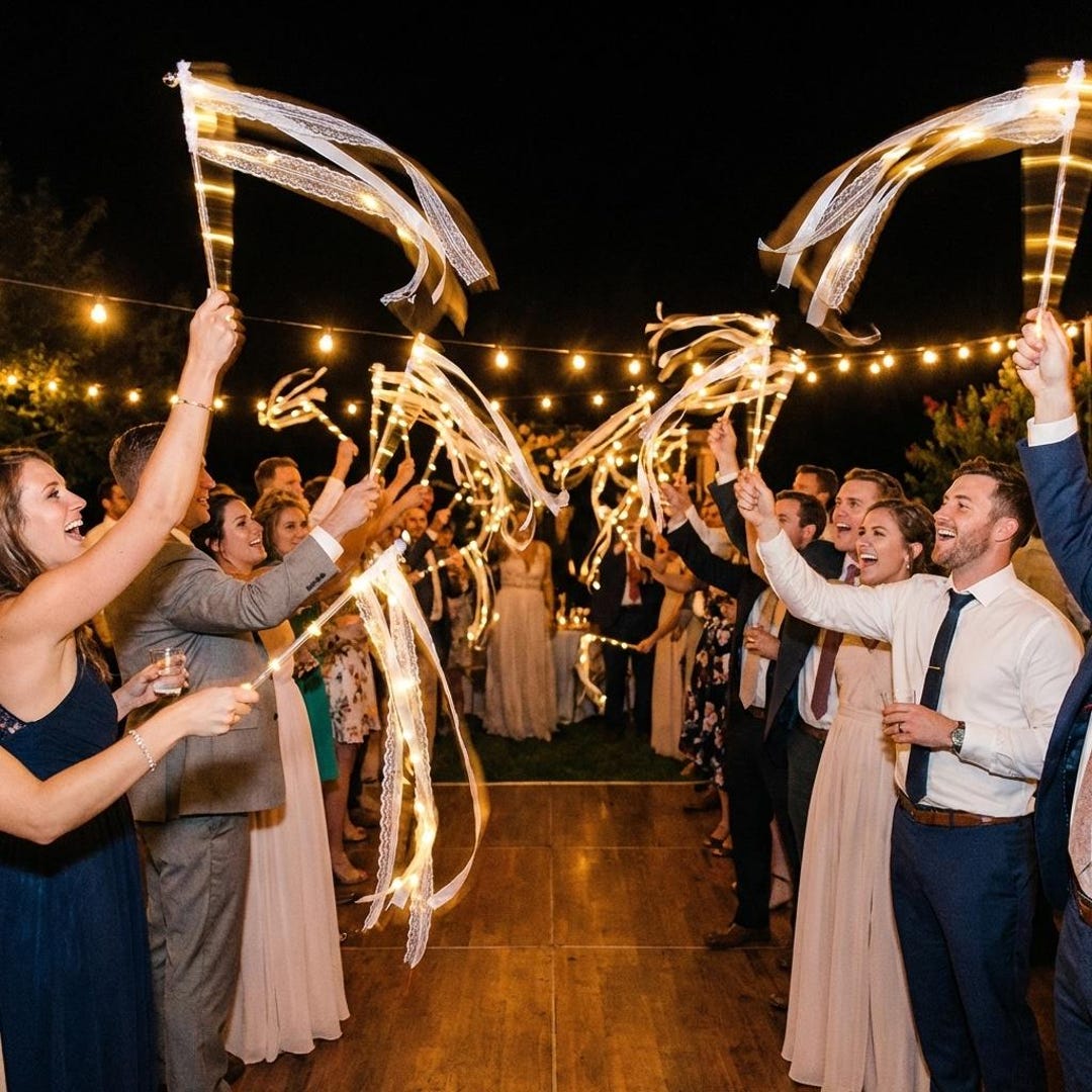Light-up Wedding Wands, Wedding Ribbon Wands With Lights, LED Send off ...