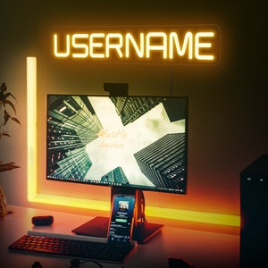 Neon Sign Custom Gaming, Custom Neon Sign Username, Personalized Gamer ...