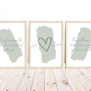 Sage Green and Grey Our Favourite Place Set of 3 Prints, Welcome To ...