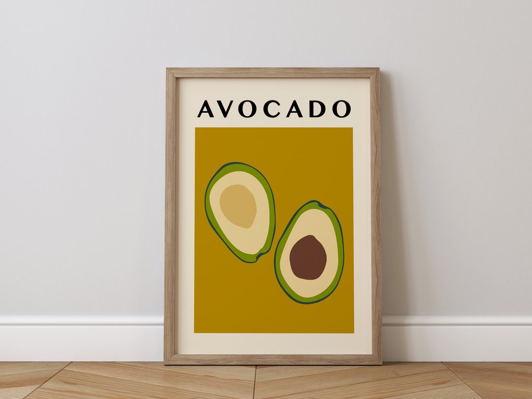 Avocado Print, Fruit Wall Art, Veg Prints Kitchen Wall Decor, Kitchen ...