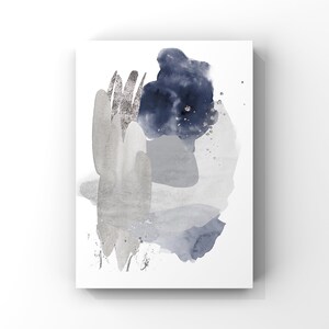 Blue, Grey and Silver Abstract Art Print Set of 3, Silver Abstract ...