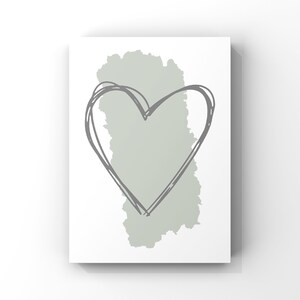 Sage Green and Grey Love Heart Print, Green Minimal Art Print, Love ...