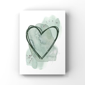 Green Love Heart Print, Heart Wall Decor, DIGITAL DOWNLOAD, Love Print ...