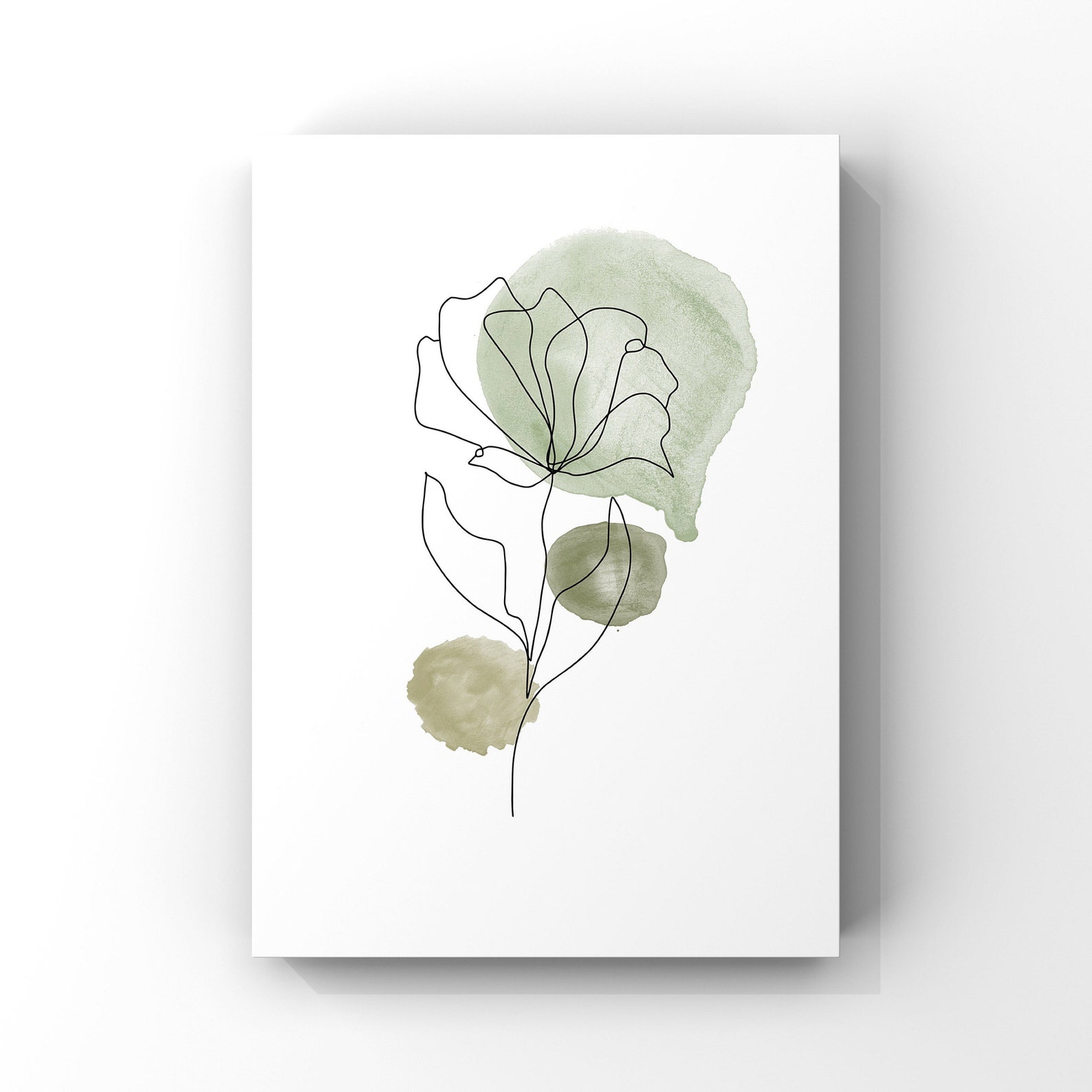 Sage Green Line Art Plant Drawing Set of 3 Prints Sage Green - Etsy