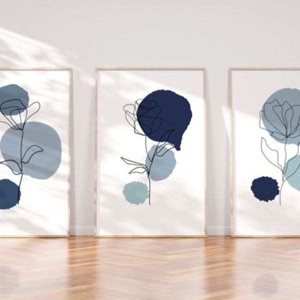 Blue Line Drawing - Etsy UK