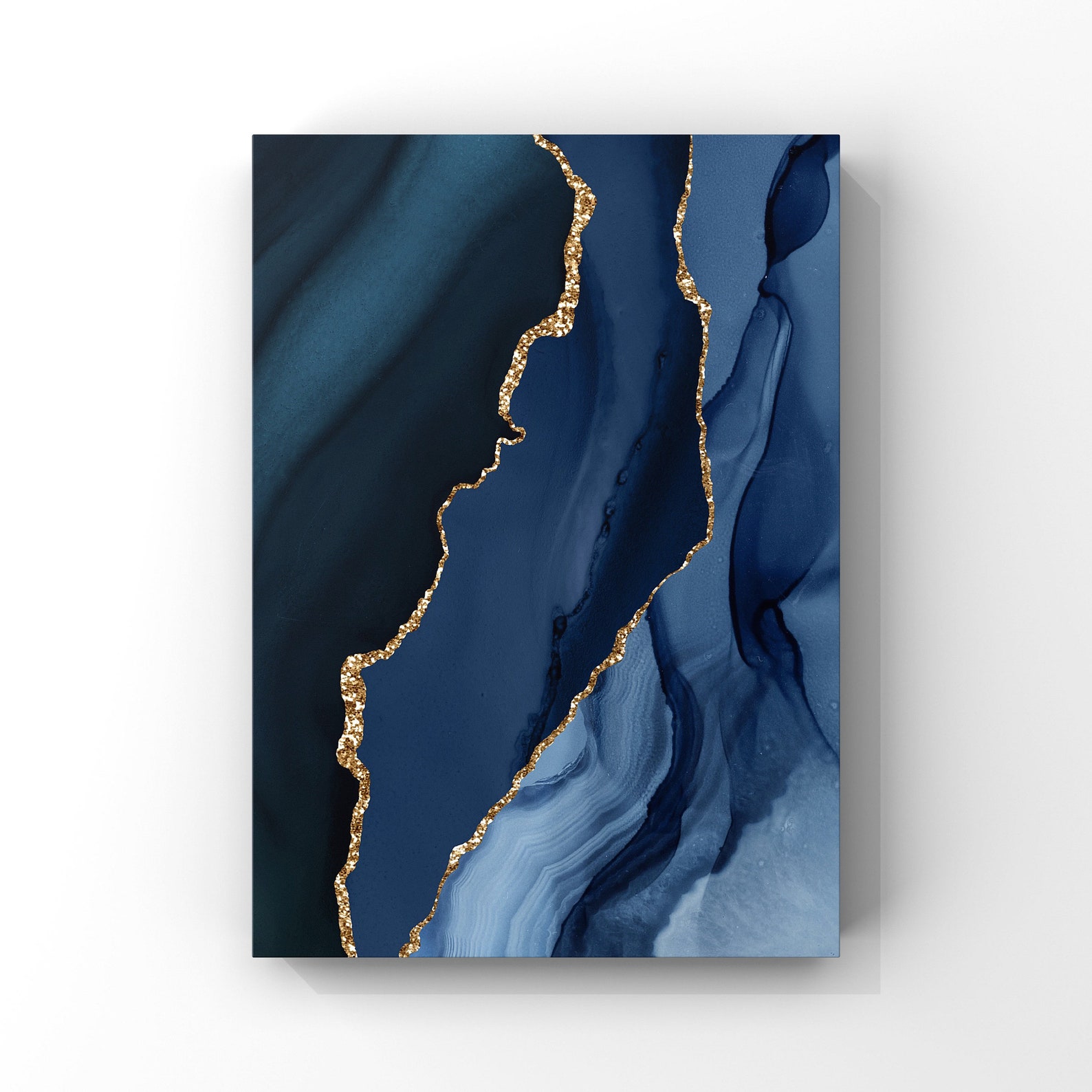 Navy and Gold Abstract Set of 3 Prints Navy Blue Abstract - Etsy