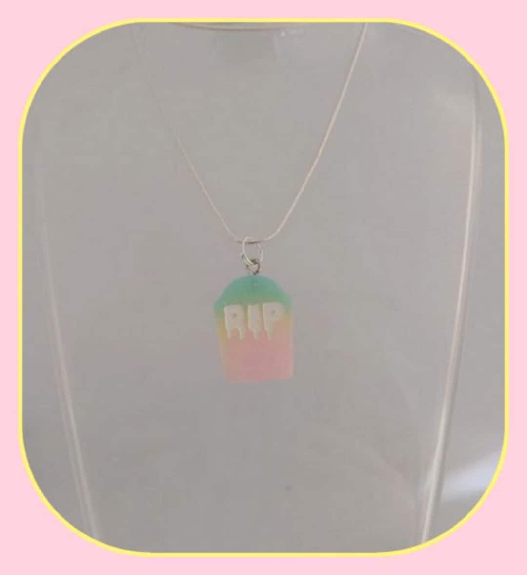 Kawaii Sparkly Tombstone Rip Necklace - Etsy UK
