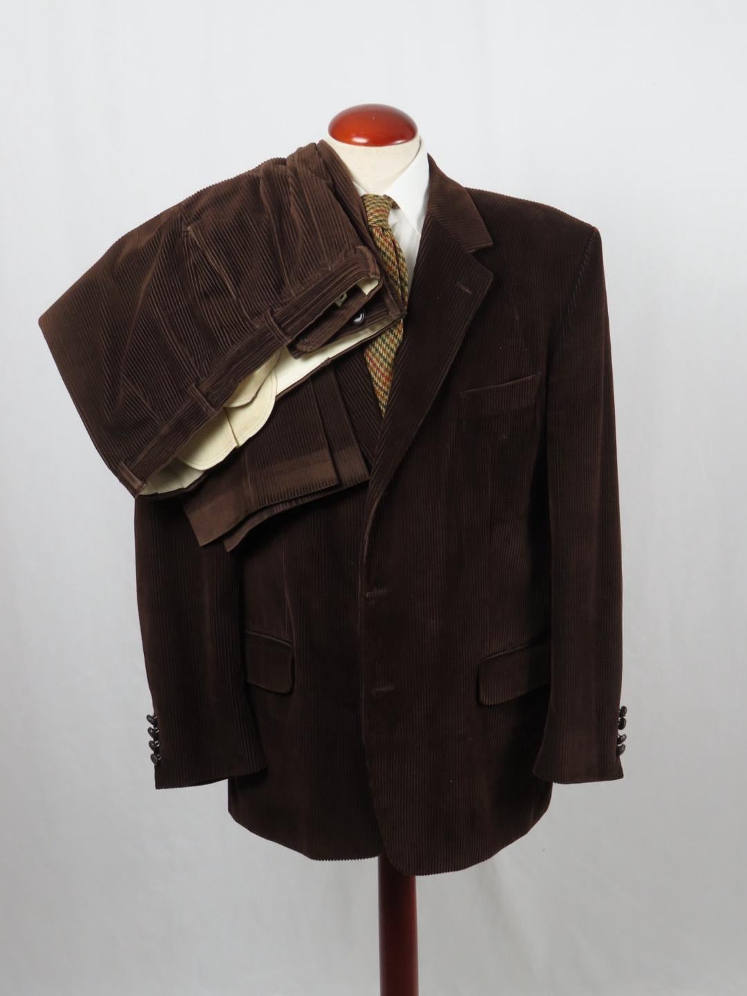 80s Drape Cut Dark Brown Corduroy Suit. Armani Style 46UK 56IT XL - Etsy