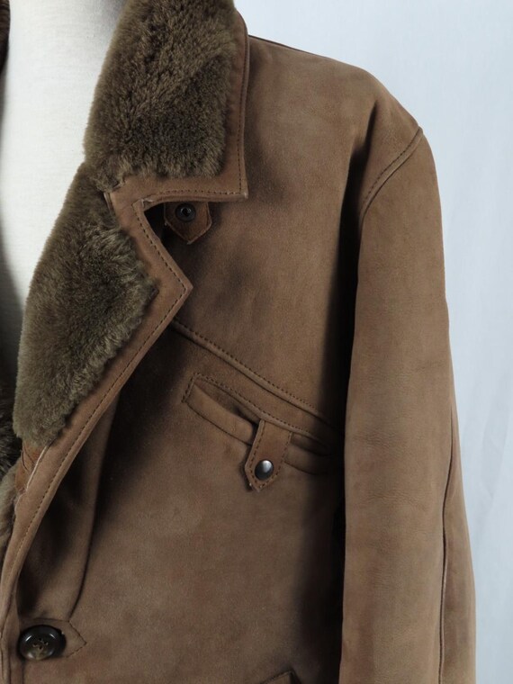 1980s Vintage Shearling Jacket. Chocolate Brown leath… - Gem
