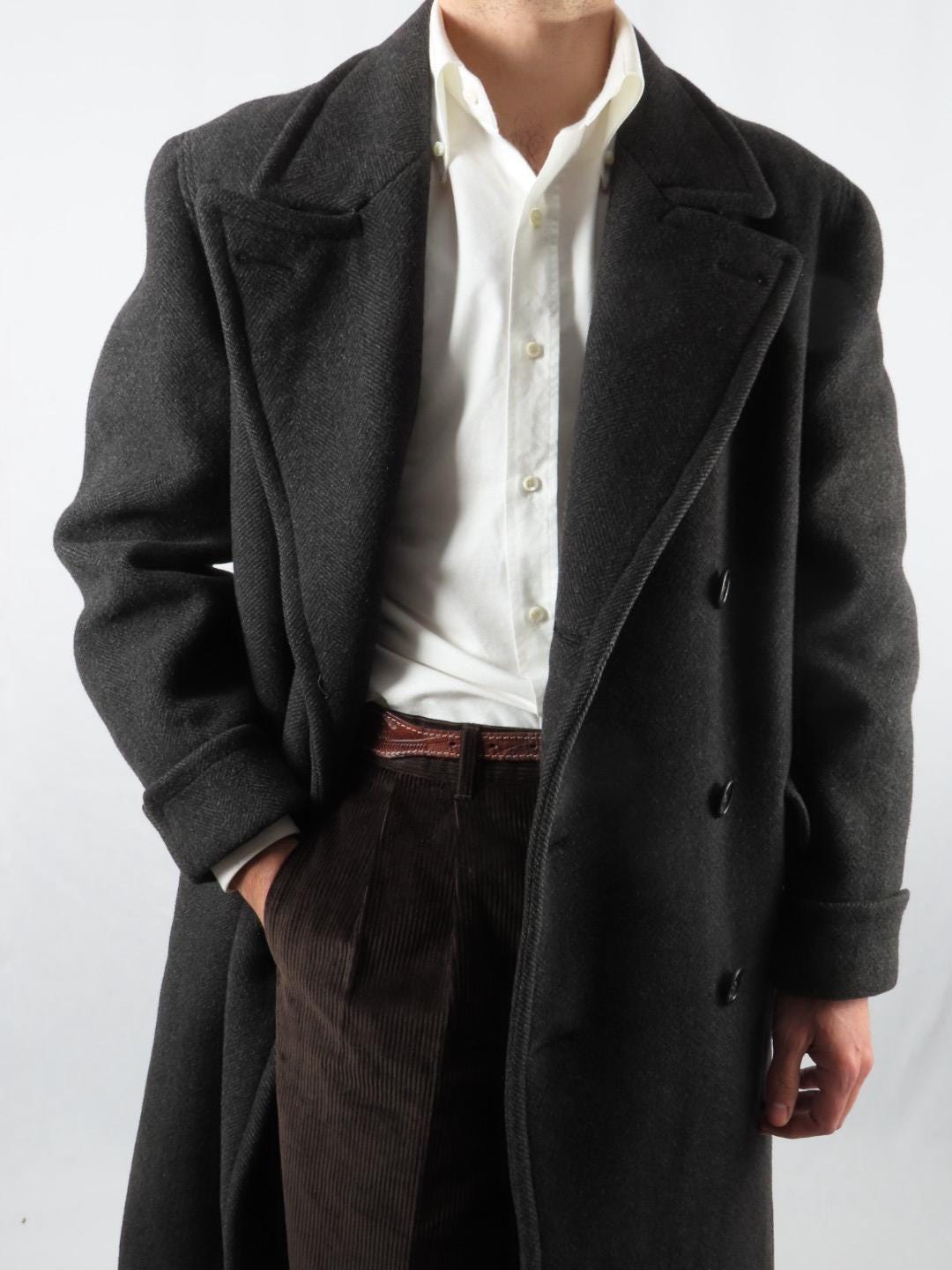 Vintage 70s French Super Heavy Weight Double Breasted Overcoat ...