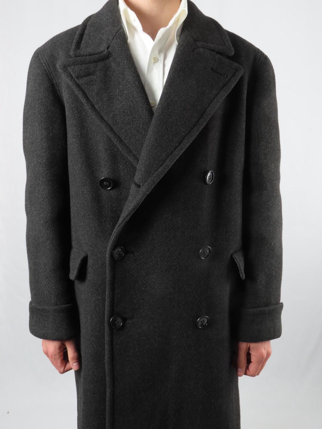 Vintage 70s French Super Heavy Weight Double Breasted Overcoat ...