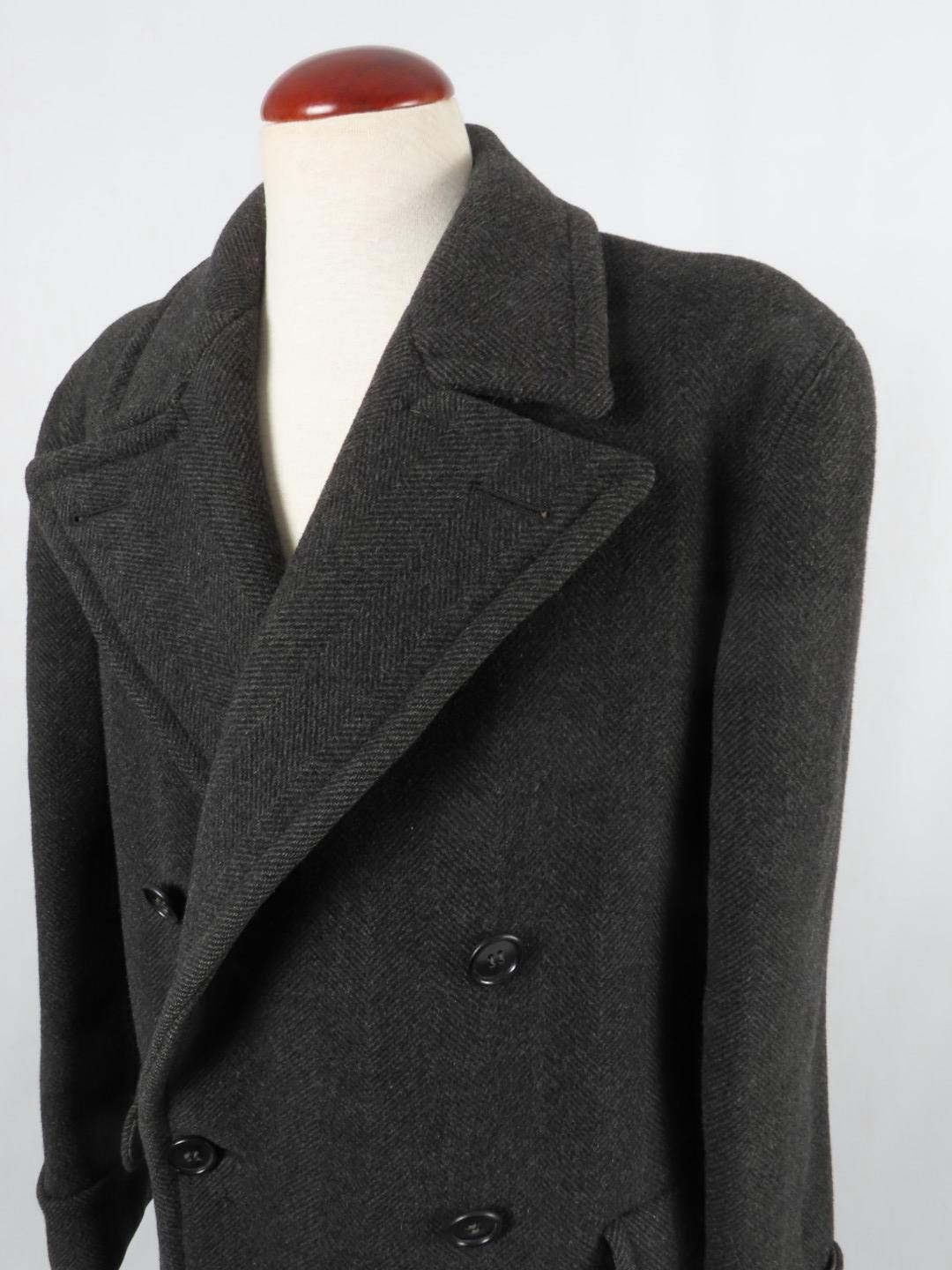 Vintage 70s French Super Heavy Weight Double Breasted Overcoat ...