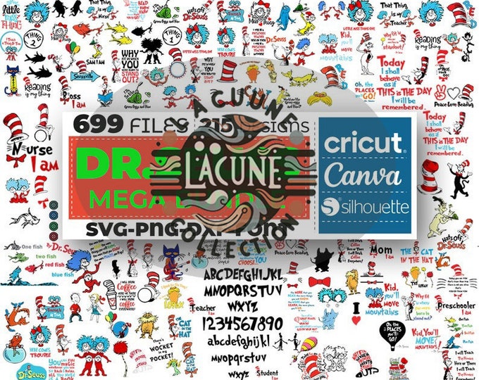 Dr. Seuss Svg, Mega Bundle, Dr. Seuss Hat Svg, Dr Seuss Font, Green ...