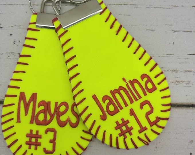 Softball Keychain Personalized Softball Key Chain Embroidered | Etsy