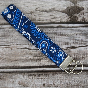 Bandana Keychain, Personalized Keychain, Fabric Key Fob, Wrist Lanyard ...
