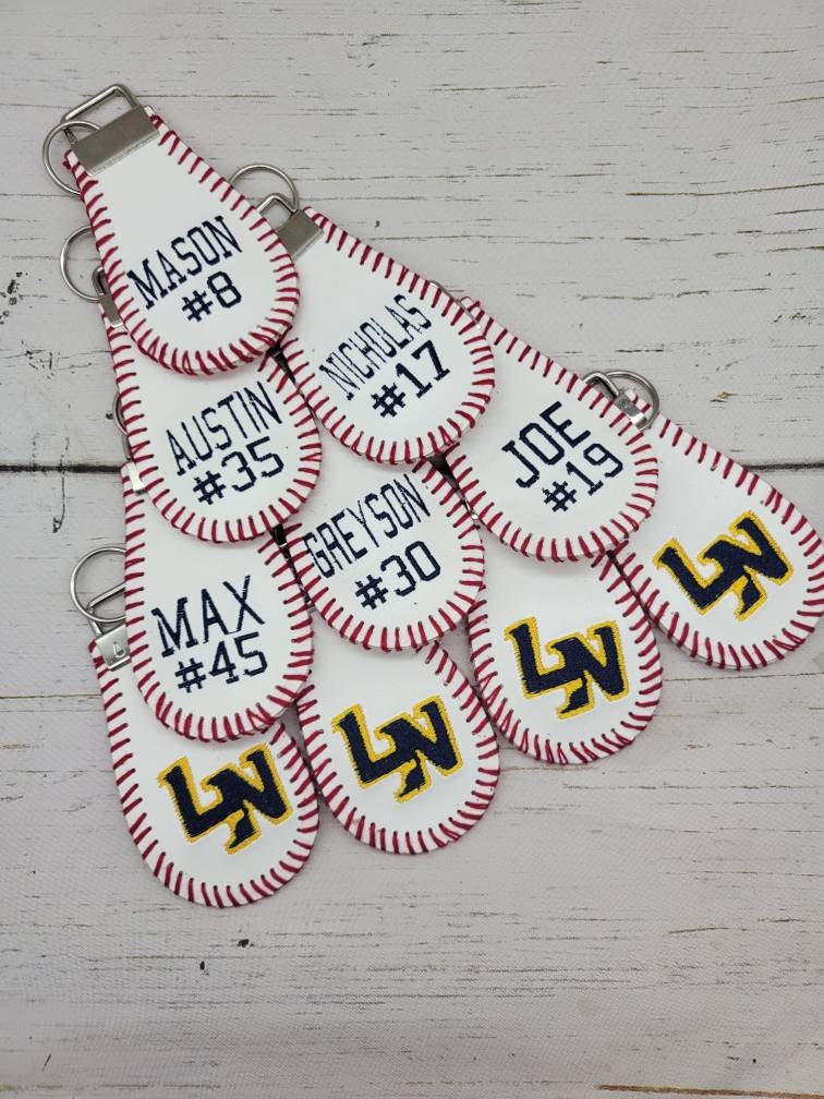 Baseball Keychain Personalized Baseball keychain Embroidered | Etsy