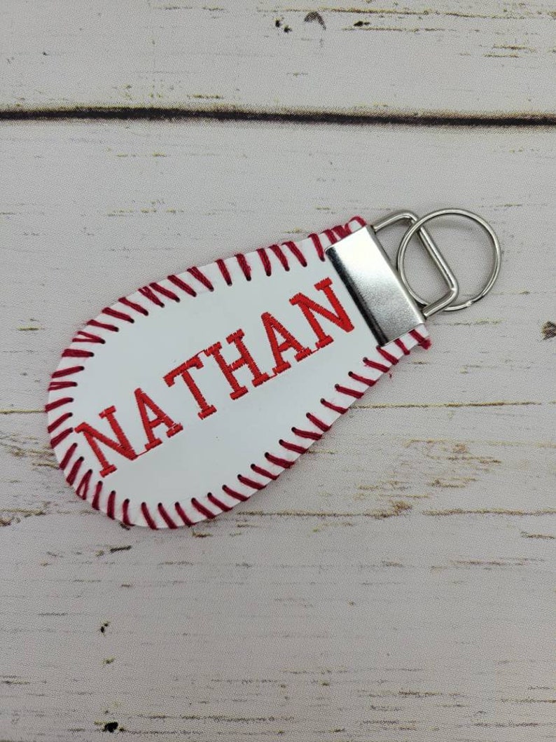 Baseball Keychain Personalized Baseball Keychain Embroidered - Etsy
