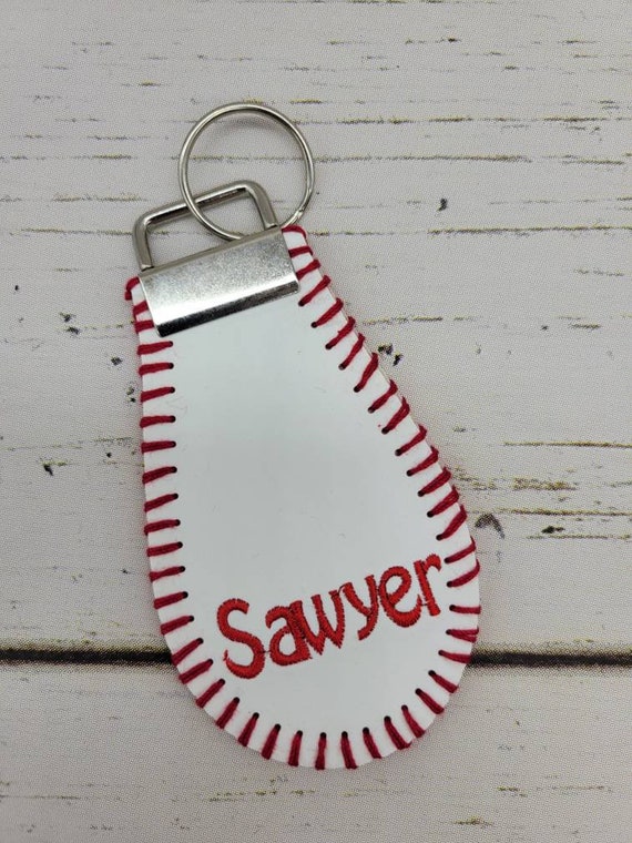 Baseball Keychain Personalized Baseball Keychain Embroidered - Etsy