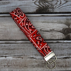 Bandana Keychain, Personalized Keychain, Fabric Key Fob, Wrist Lanyard ...