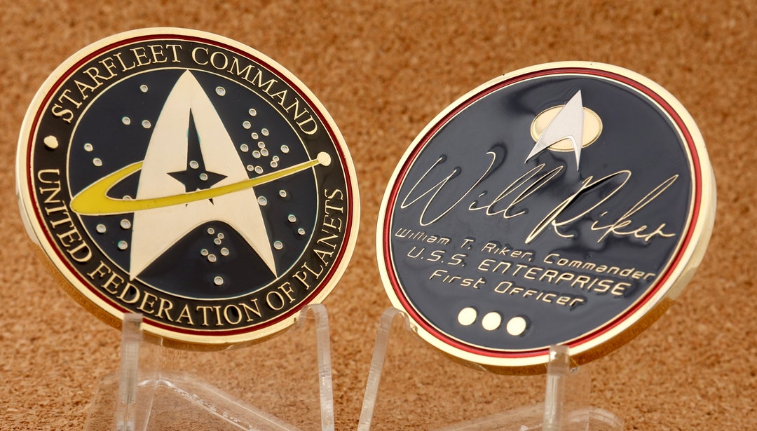 2” Gold Star Trek Commander Will Riker USS Enterprise Challenge Coin ...