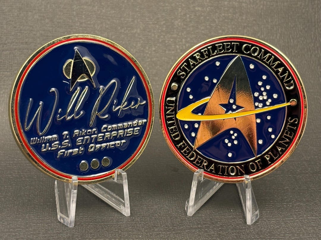 2” Gold Star Trek Commander Will Riker USS Enterprise Challenge Coin ...