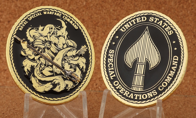 2 Gold Plated Naval Special Warfare Command Navy Seal Challenge Coin ...